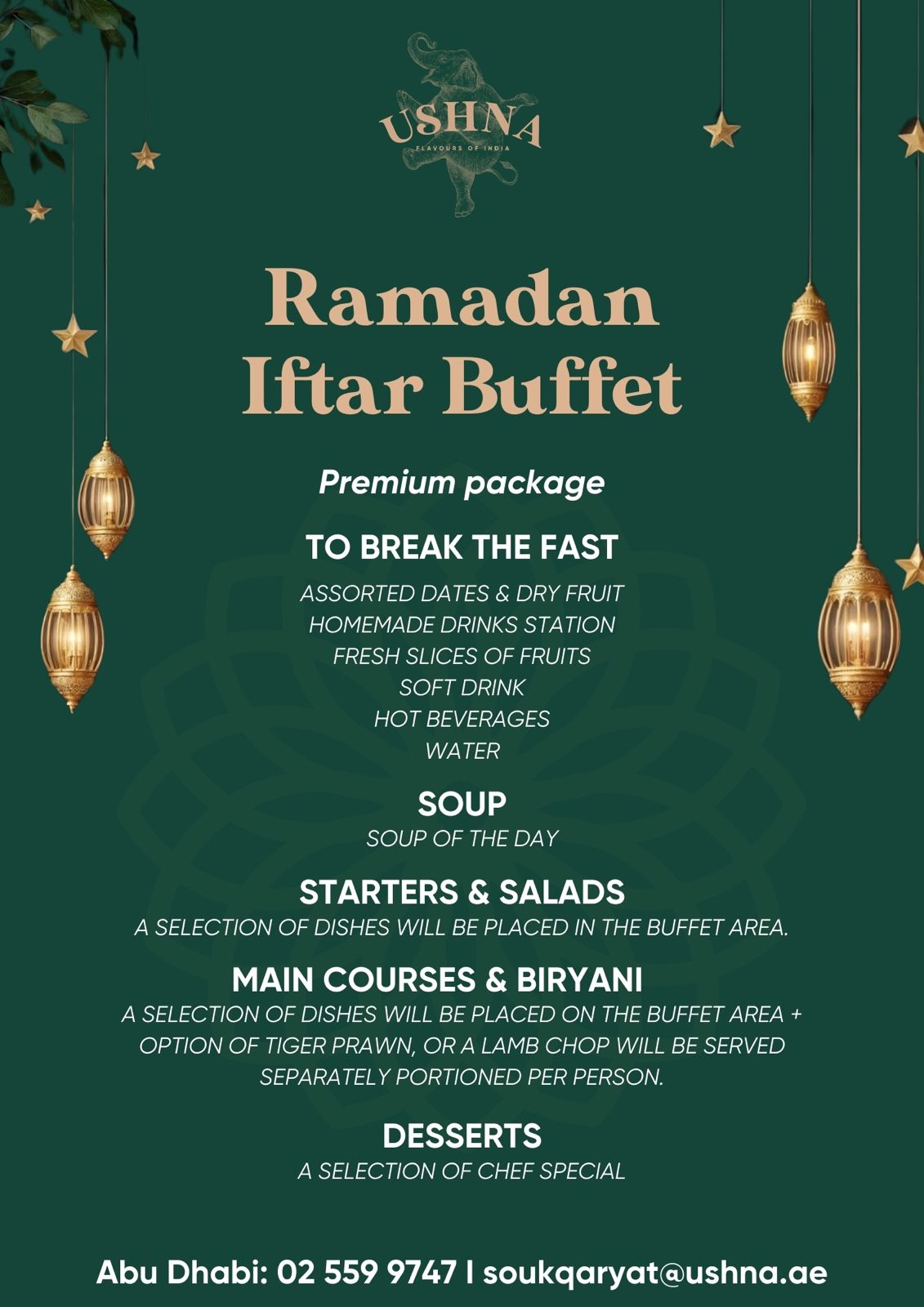 Authentic Indian Iftar Buffet at Ushna Abu Dhabi From AED 55 Only! | Cobone