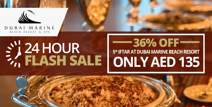 FLASH SALE! 5* Arabic Iftar at Dubai Marine Beach Resort From AED 68 | Cobone Offers