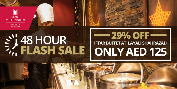 FLASH SALE! 5* Iftar Buffet at Grand Millennium Al Wahda From AED 63 ...